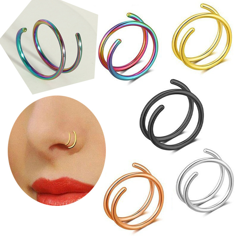 3# Silver Stainless Steel Diamond Round Piercing Nose Ring :Asujewelry.com