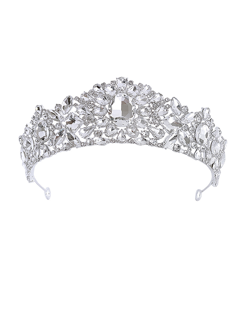 Fashion Rhinestone Silver Alloy Diamond Geometric Crown :Asujewelry.com