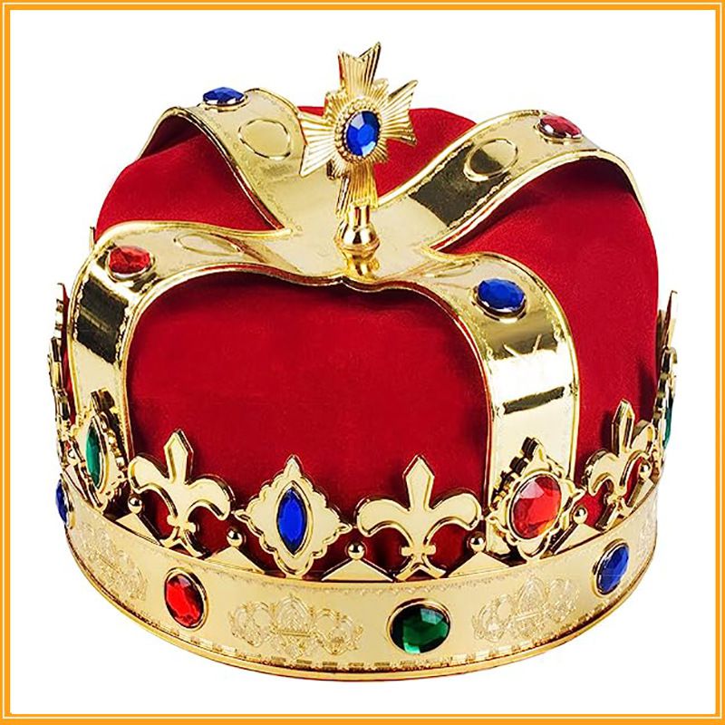 Fashion Red Plastic Diamond Geometric Crown :Asujewelry.com