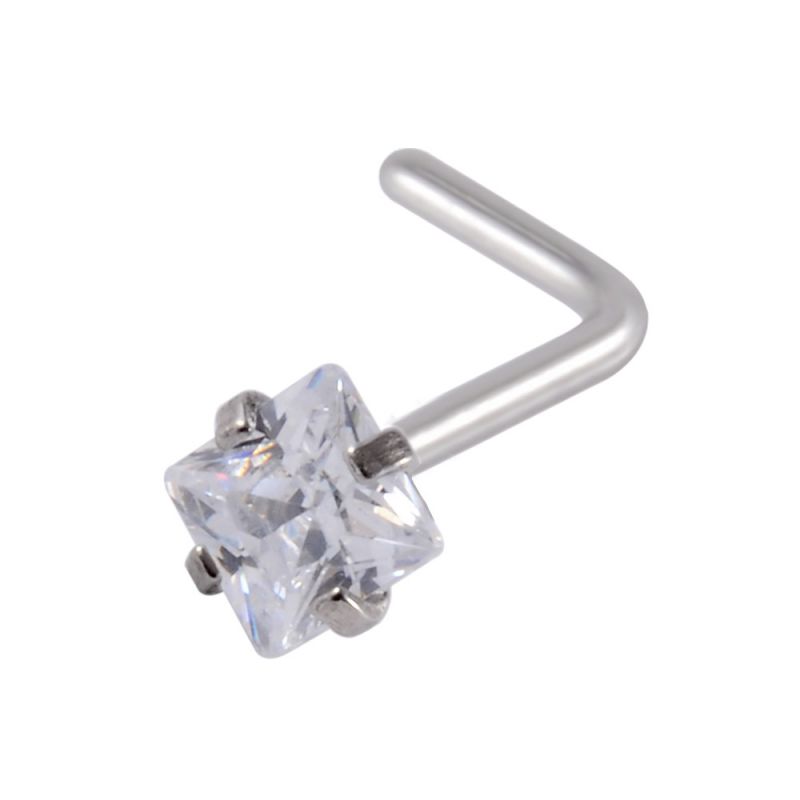 Fashion Steel Color L Shape Square White Zirconium Stainless Steel ...