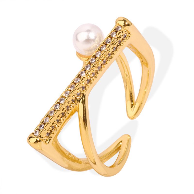 Fashion Gold Gold Plated Copper Geometric Open Ring :Asujewelry.com