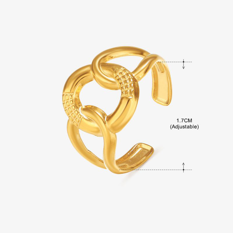 Fashion Golden Ring 4 Stainless Steel Geometric Open Ring :Asujewelry.com