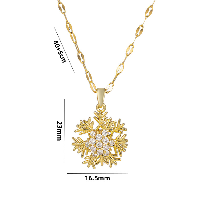 Fashion 307 Golden Rotating Snowflakes Titanium Steel Diamond Snowflake ...
