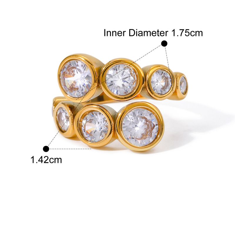 Anillo Redondo De Diamantes De Acero Inoxidable :Asujewelry.com