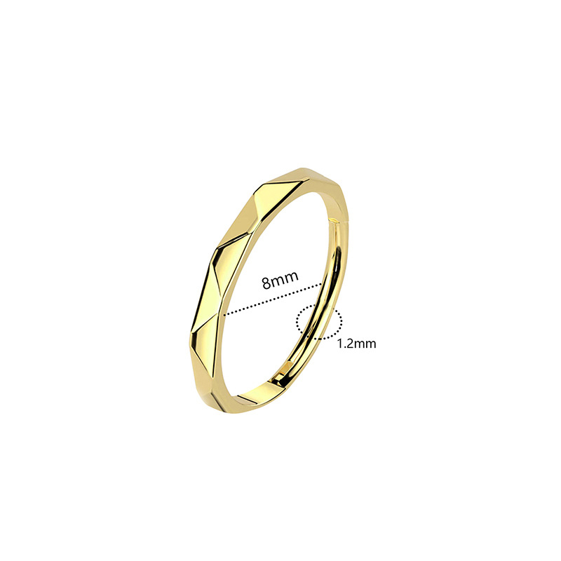 Golden Diamond Titanium Steel Round Nose Ring :Asujewelry.com