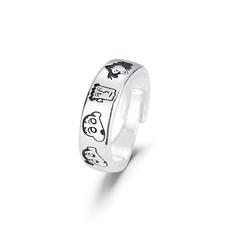 5 Expressions Of Crayon Shin-chan Alloy Cartoon Round Open Ring ...