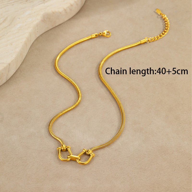 Gold Necklace Stainless Steel Snake Bone Chain Necklace :Asujewelry.com