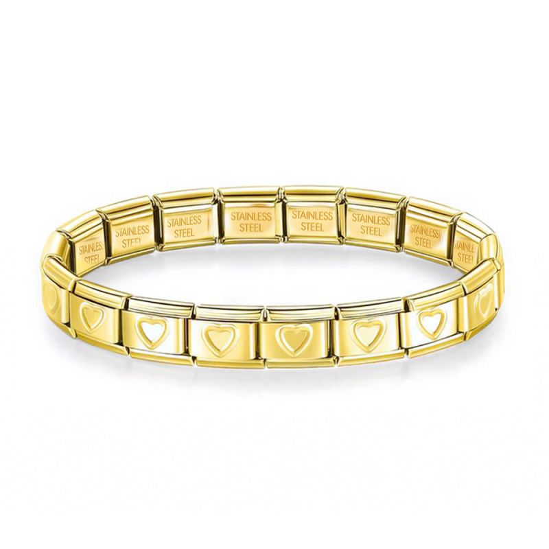 Love Gold Stainless Steel Square Modular Bracelet :Asujewelry.com