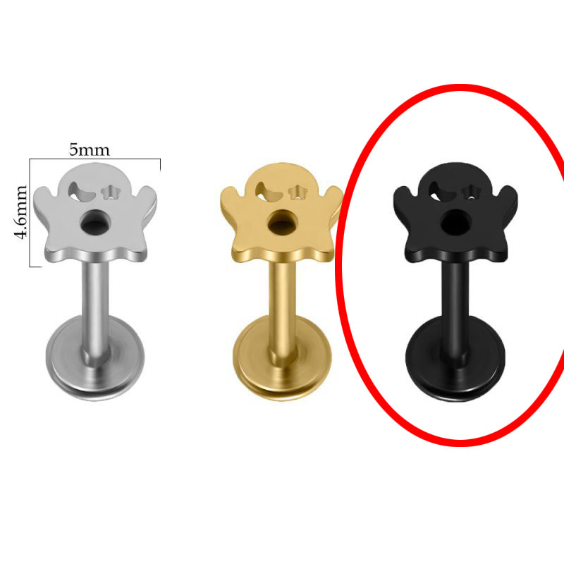 No. 6 Stainless Steel Ghost Skull Geometric Piercing Lip Studs (*2 ...