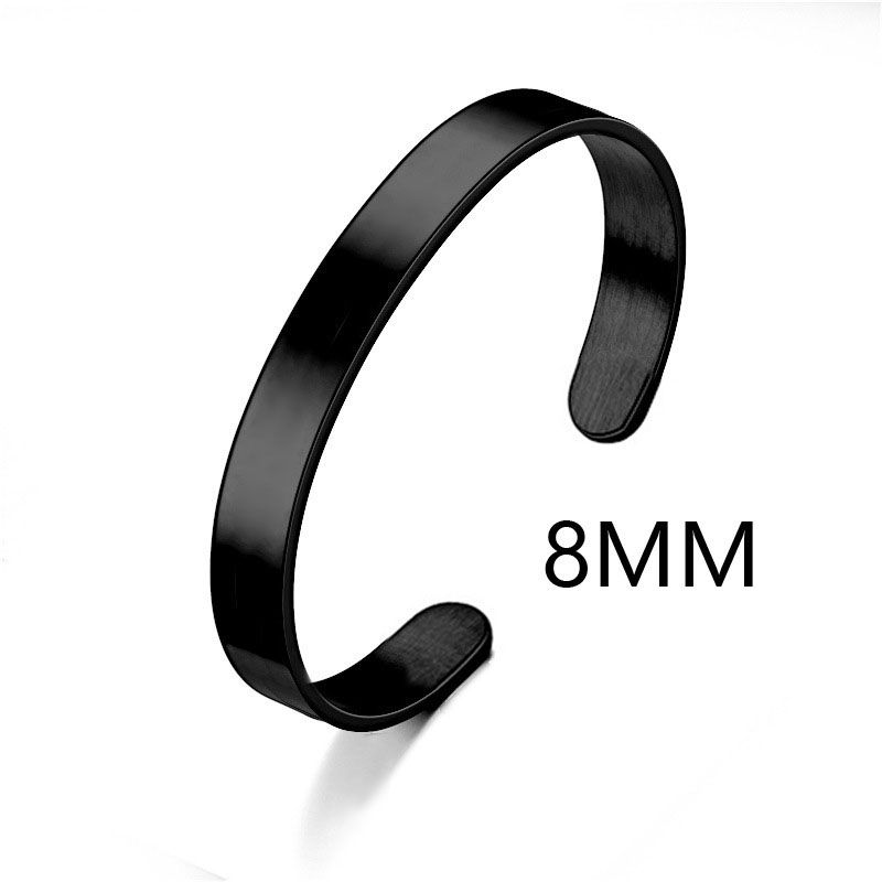 8mm Width (black) Titanium Steel Round Bracelet :Asujewelry.com