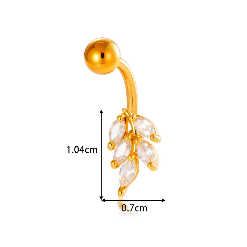 9# Metal Diamond Leaf Belly Button Nail :Asujewelry.com