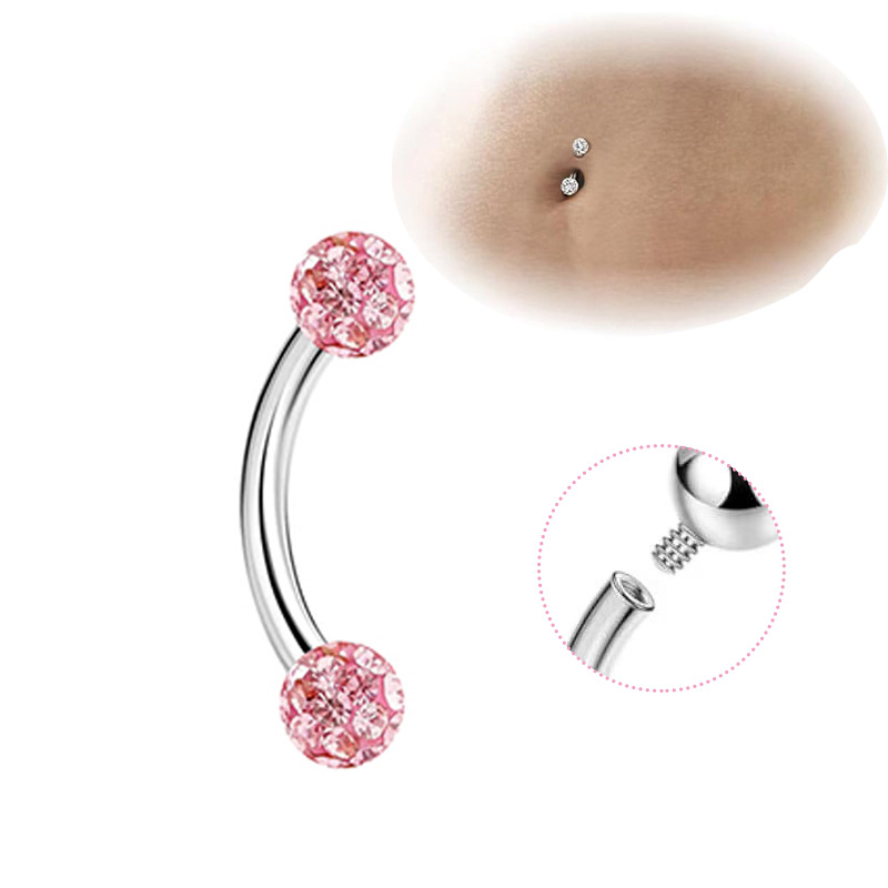 Style 4 Stainless Steel Piercing Curved Rod Belly Button Ring ...