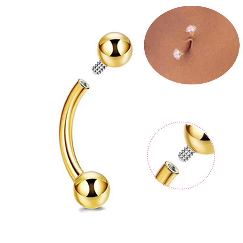 Style 14 Stainless Steel Piercing Curved Rod Belly Button Ring ...