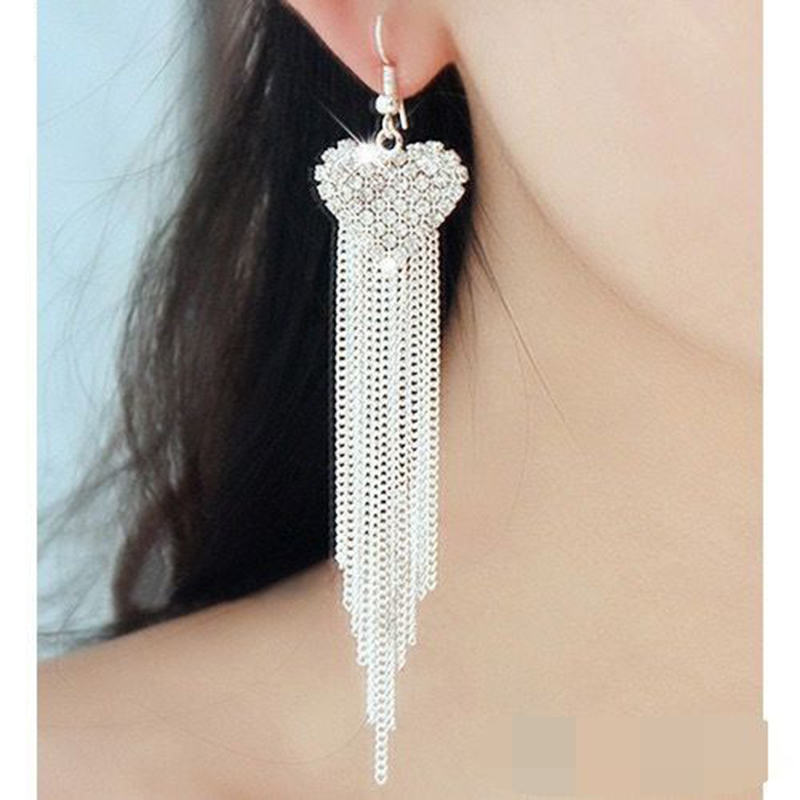 Heart-shaped Tassels Alloy Diamond-encrusted Heart-shaped Tassel ...