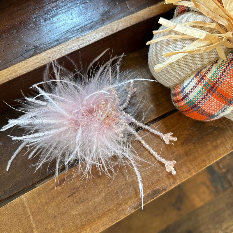 Pink Comb Ostrich Feather Hair Comb Crystal Tassel Side Hair Clip ...