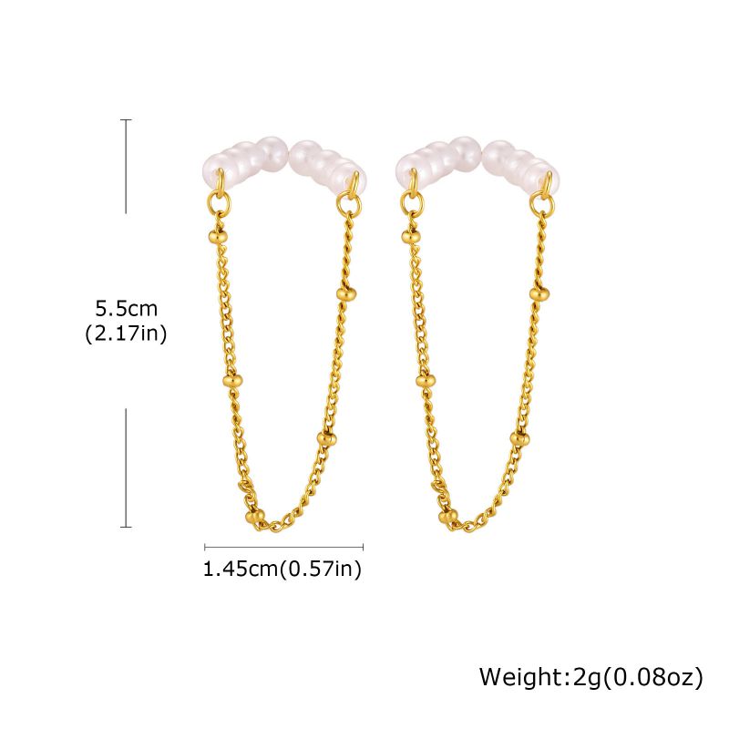 Ear Cuff De Concha De Vieira Con Perla De Acero :Asujewelry.com
